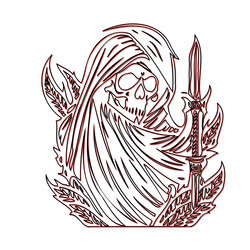 Grim reaper halloween outline sketch red Vector Image