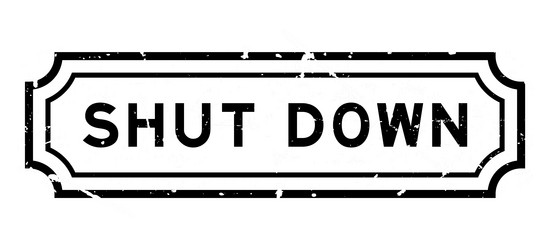 Grunge green shut down word rubber seal stamp Vector Image