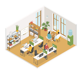 Isometric interior office workplace composition Vector Image