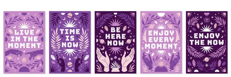 Boho celestial posters with inspirational Vector Image