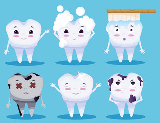 Teeth cartoon characters Royalty Free Vector Image