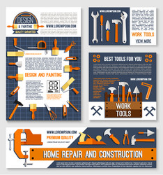 Building construction interior design poster set Vector Image