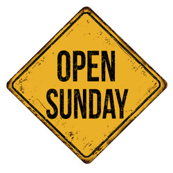 Open sunday vintage rusty metal sign Royalty Free Vector