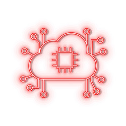 Retro style red neon icon brain mechanism Vector Image