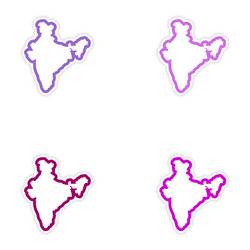 Paper sticker indian map on white background Vector Image