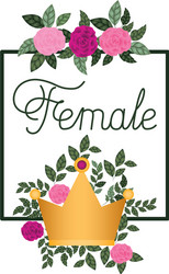 Female label with roses frame icons Royalty Free Vector