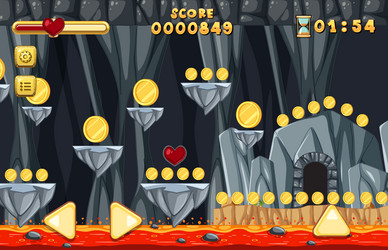 Collecting coins platformer game template Vector Image