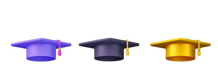 Falling graduation caps in air Royalty Free Vector Image