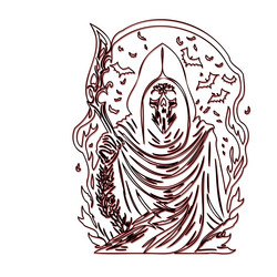 Grim reaper halloween outline sketch red Vector Image
