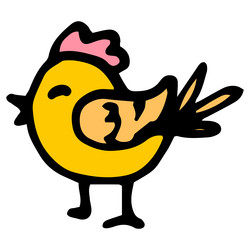 Cartoon yellow chicken a doodle-style poultry Vector Image