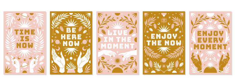 Boho celestial posters with inspirational Vector Image