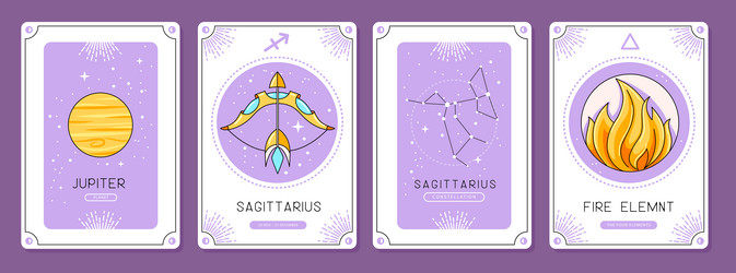 Magic cards with astrology sagittarius sign Vector Image