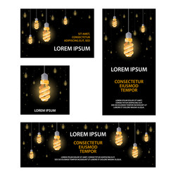 Polygonal led light bulbs banners set Royalty Free Vector