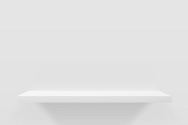 Wall shelf white 3d empty store background Vector Image