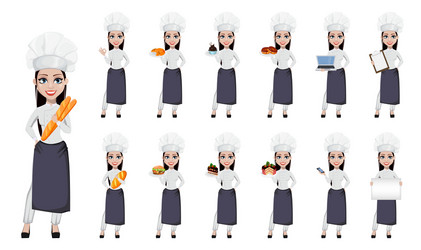 Beautiful baker woman in professional uniform Vector Image