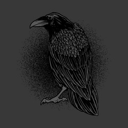 Black evil raven for halloween theme tattoo Vector Image