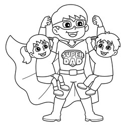 Fathers day super dad coloring page Royalty Free Vector
