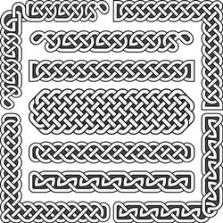 Irish celtic corners design set braided Royalty Free Vector