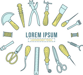 Leather craft tools in toolbox Royalty Free Vector Image