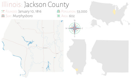 Map of jackson county in illinois Royalty Free Vector Image