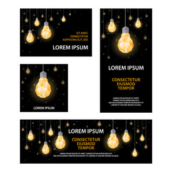 Polygonal led light bulbs banners set Royalty Free Vector