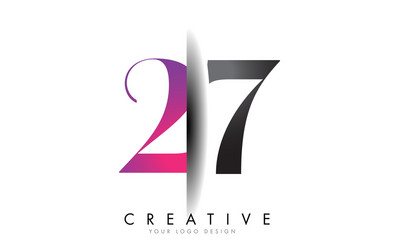 71 7 1 grey and pink number logo with creative Vector Image