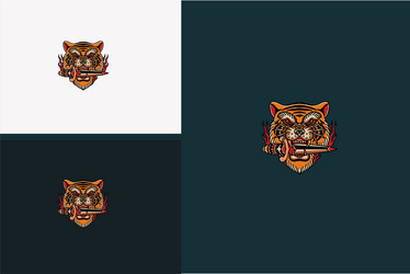 Head tiger with fangs logo concept Royalty Free Vector Image