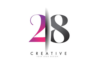 Creative number 28 2 8 logo with leading lines Vector Image