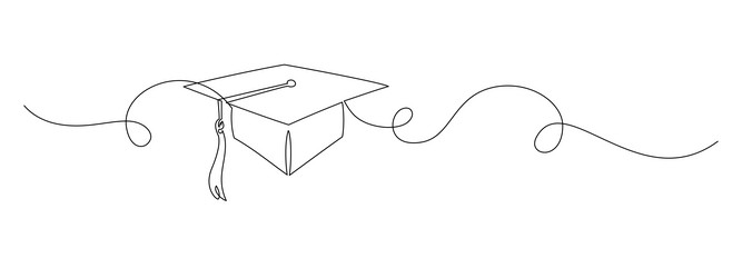 Single continuous line drawing graduation cap Vector Image