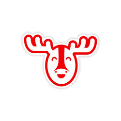 Set of stickers canadian moose on white background