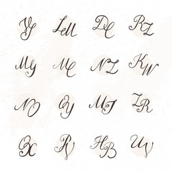 Calligraphy lettering script font s set hand Vector Image