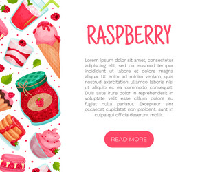 Sweet raspberry food banner design with pink Vector Image