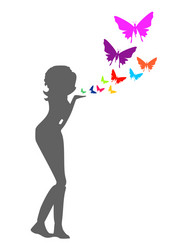 Girl sends an air kiss Royalty Free Vector Image