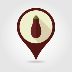 Eggplant flat pin map icon vegetable Royalty Free Vector