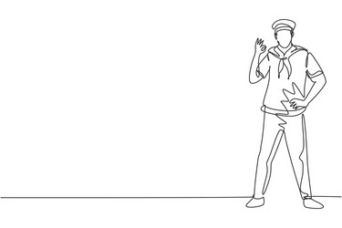 Continuous one line drawing of young sailor man Vector Image