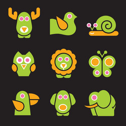 Stylized animals 2 colors Royalty Free Vector Image