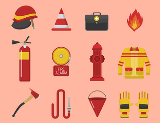 Fire safety equipment emergency tools firefighter Vector Image