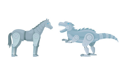 Mechanical animals assembled from metal parts Vector Image