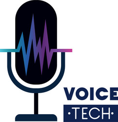 Voice tech label with microphone and sound wave Vector Image