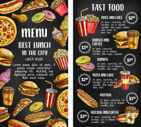 Fast food restaurant menu board template design Vector Image