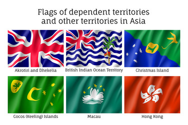 Waving flags of dependent territories Royalty Free Vector
