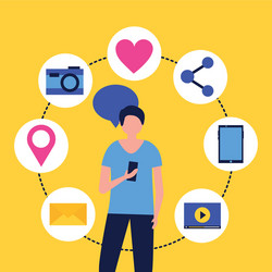 Social media man with bubble design Royalty Free Vector