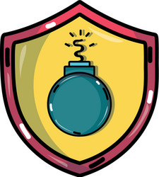 Dangerous bomb inside security shield object Vector Image