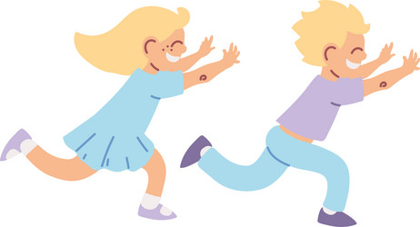 Little kids smiling running cartoon Royalty Free Vector