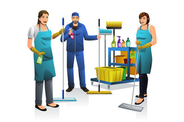 Office cleaner work wiping dusting Royalty Free Vector Image