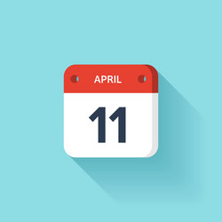 April dates flat icon with long shadow Royalty Free Vector