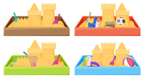 Children sand pit on white background Royalty Free Vector