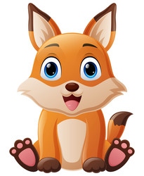 Cute little fox cartoon sitting Royalty Free Vector Image