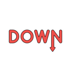 Icon concept of down word with arrow moving down Vector Image