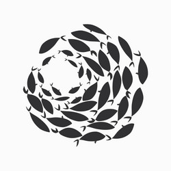 School fish a group swim in circle Royalty Free Vector Image